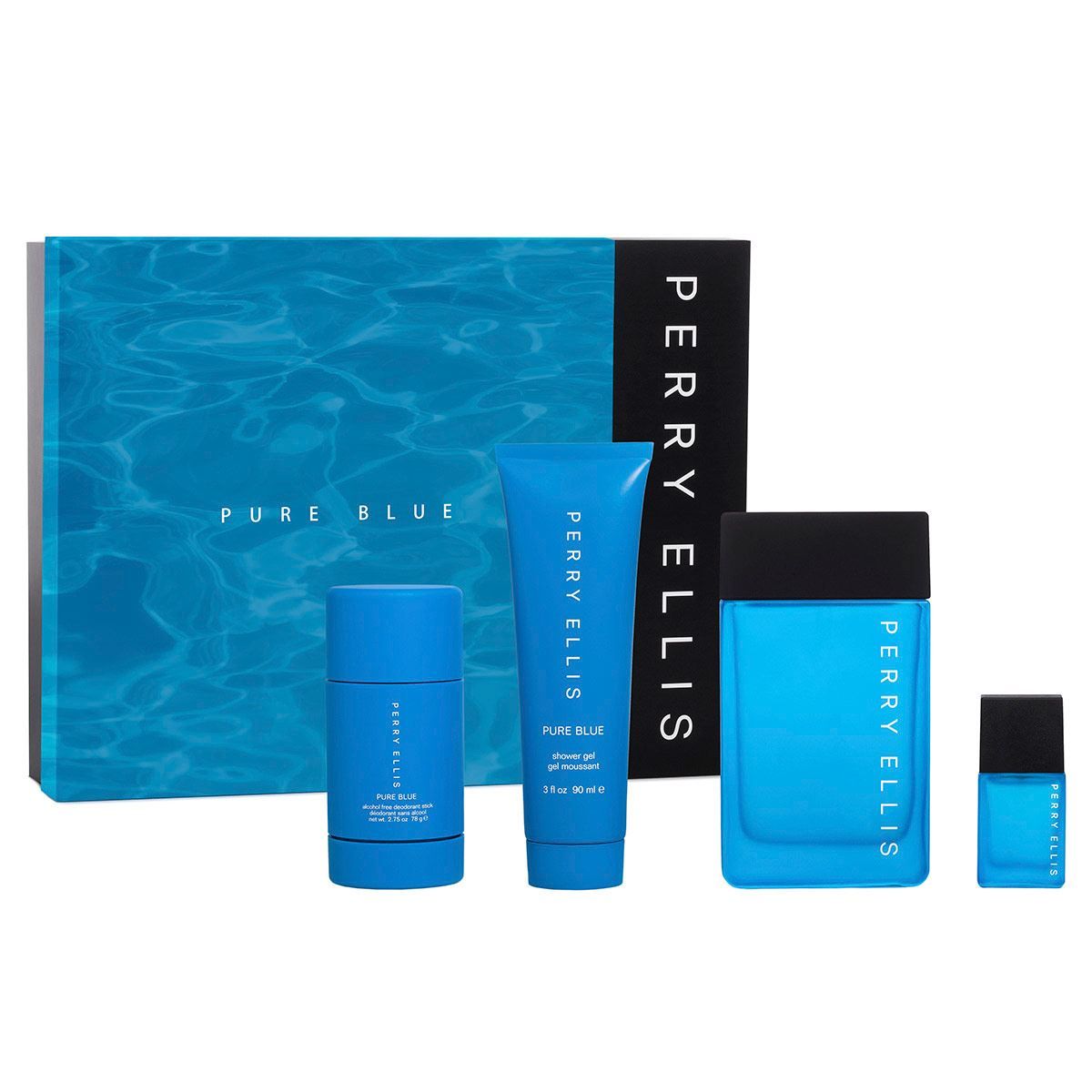 ESTUCHE PERRY ELLIS PURE BLUE HOMBRE (4 PIEZAS) - Perfumes Aqua